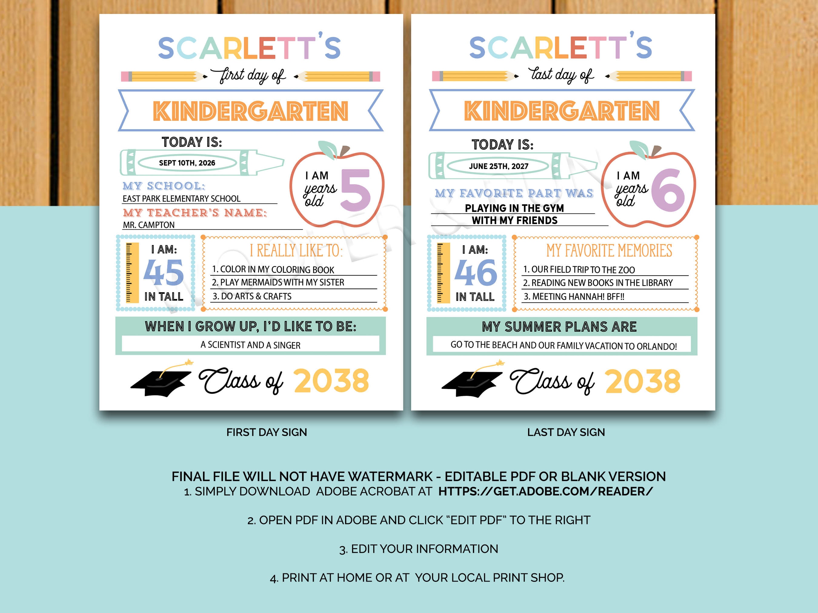 First & Last Day School Sign - PRINTABLE - 8.5x11 Sign for Kids ...