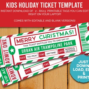 KIDS Holiday Ticket Template - Christmas Concert Template - Xmas Gift ...