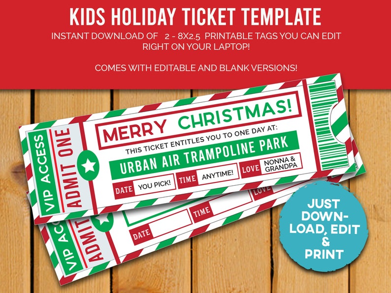 KIDS Holiday Ticket Template - Christmas Concert Template - Xmas Gift ...
