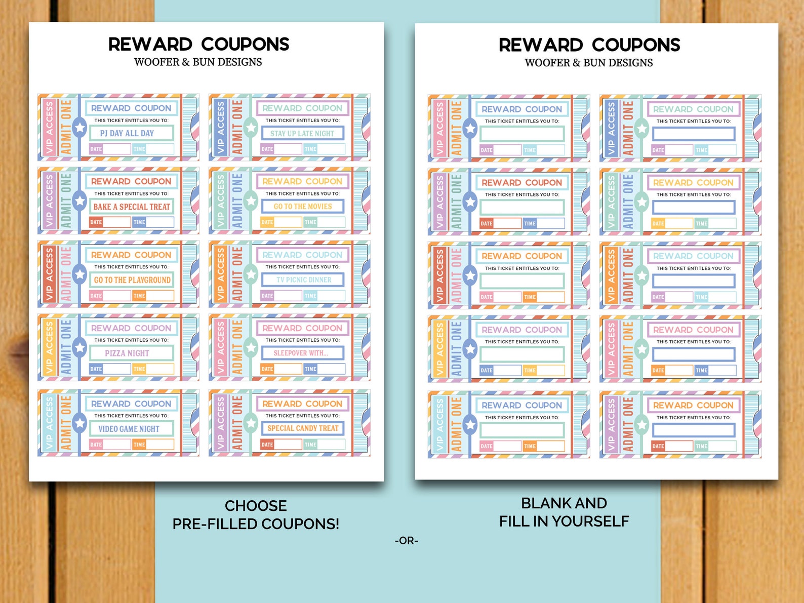 Kids Reward Coupons, Reward Bucks, Chore Coupons, Mom Bucks, Printable ...