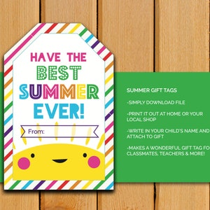 Summer Gift Tags for Class - Goody Bag End of Year Tags - Classmate ...