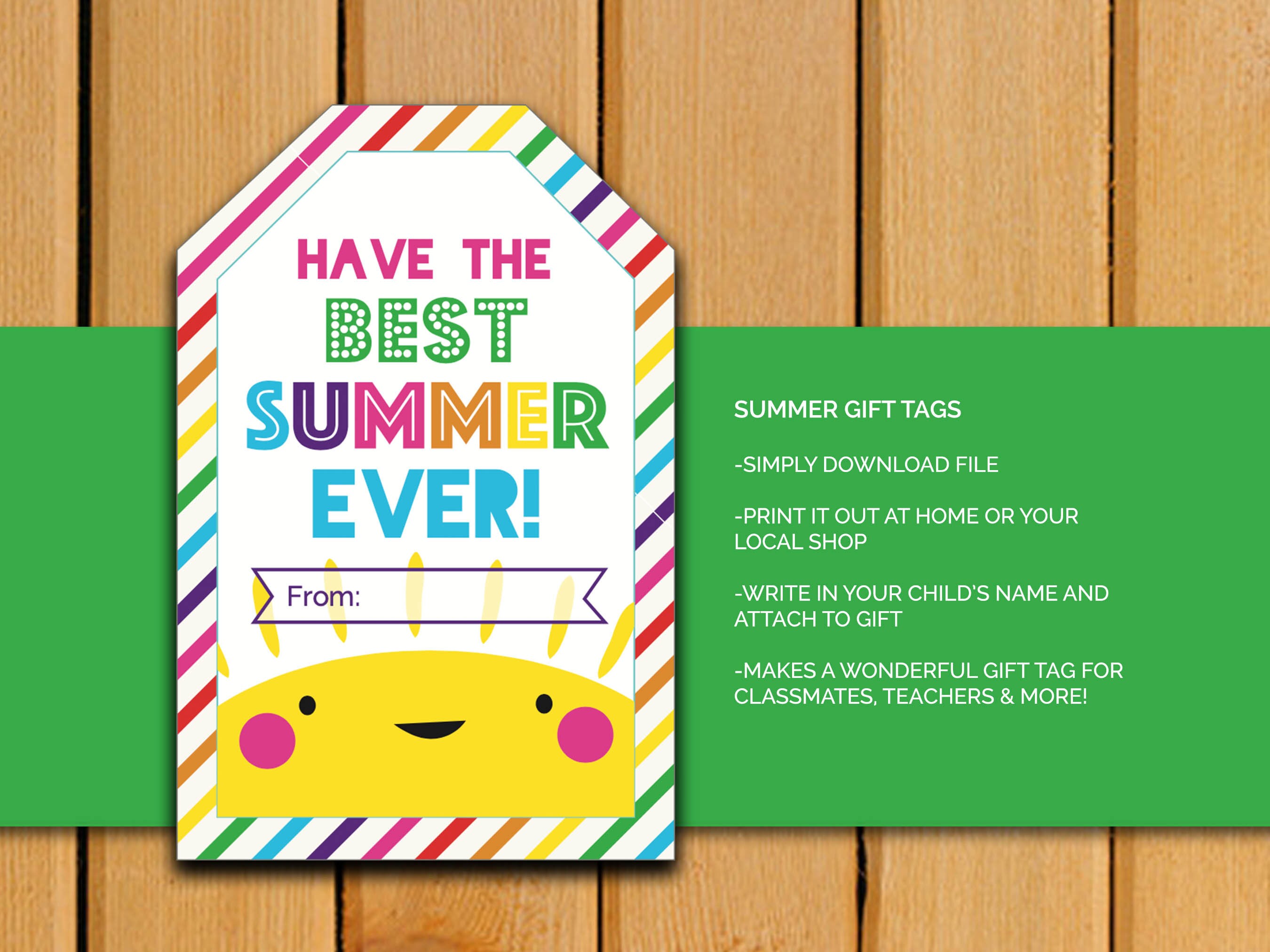 Summer Gift Tags for Class Goody Bag End of Year Tags Classmate ...
