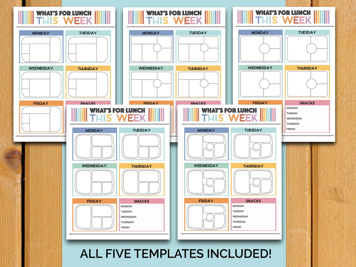 Bento Box Lunch Templates 5 Layouts Included Yumbox - Etsy