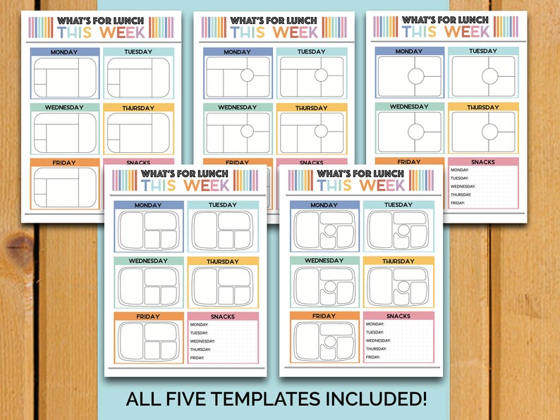 Bento Box Lunch Templates 5 Layouts Included Yumbox, Bentgo, Munchkin ...