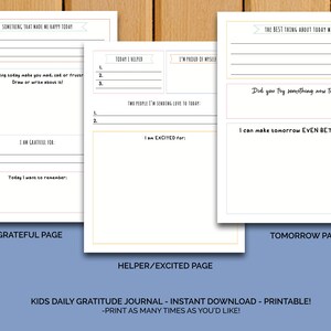 Kids/tweens Emotions and Gratitude Journal - 8.5x11 - INSTANT Download ...