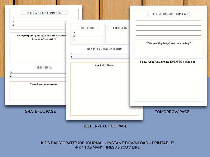 Kids/tweens Emotions and Gratitude Journal - 8.5x11 - INSTANT Download ...