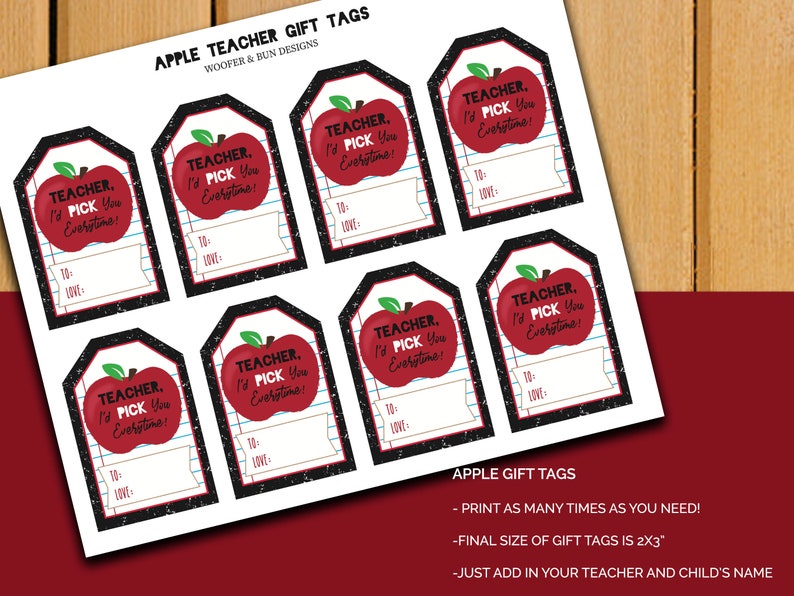 Apple Teacher Appreciation Gift Tags - Teacher Appreciation Week - I'd ...