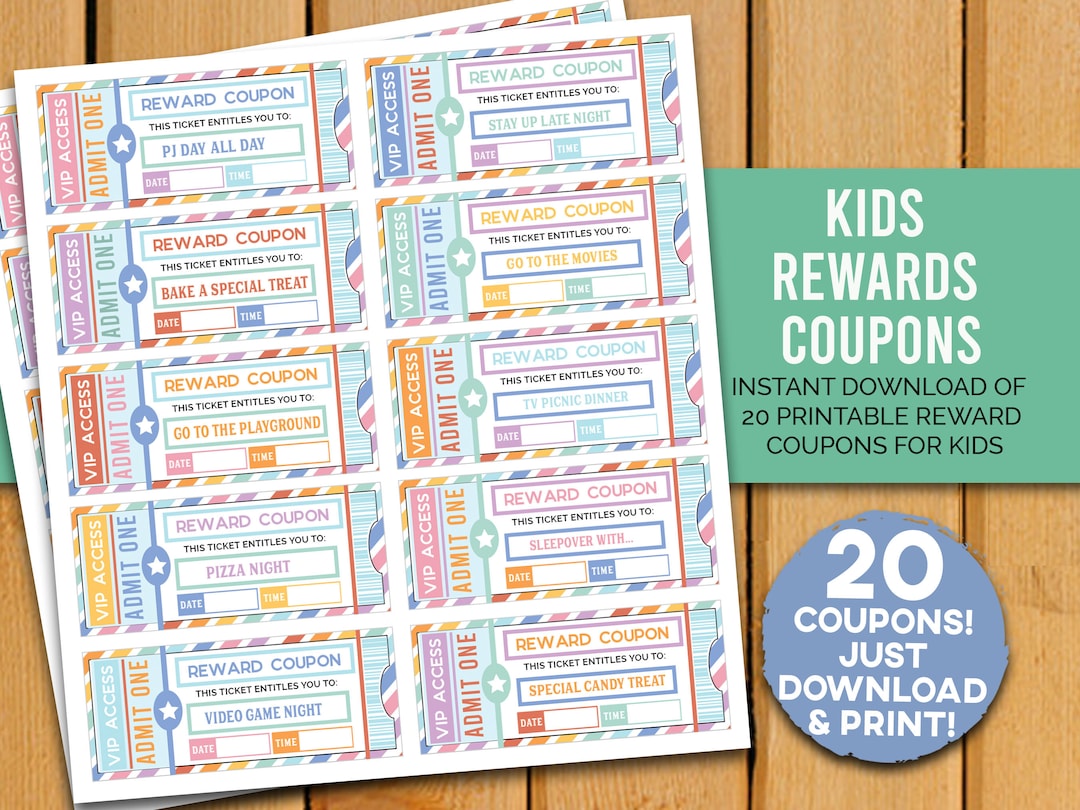 Kids Reward Coupons, Reward Bucks, Chore Coupons, Mom Bucks, Printable ...