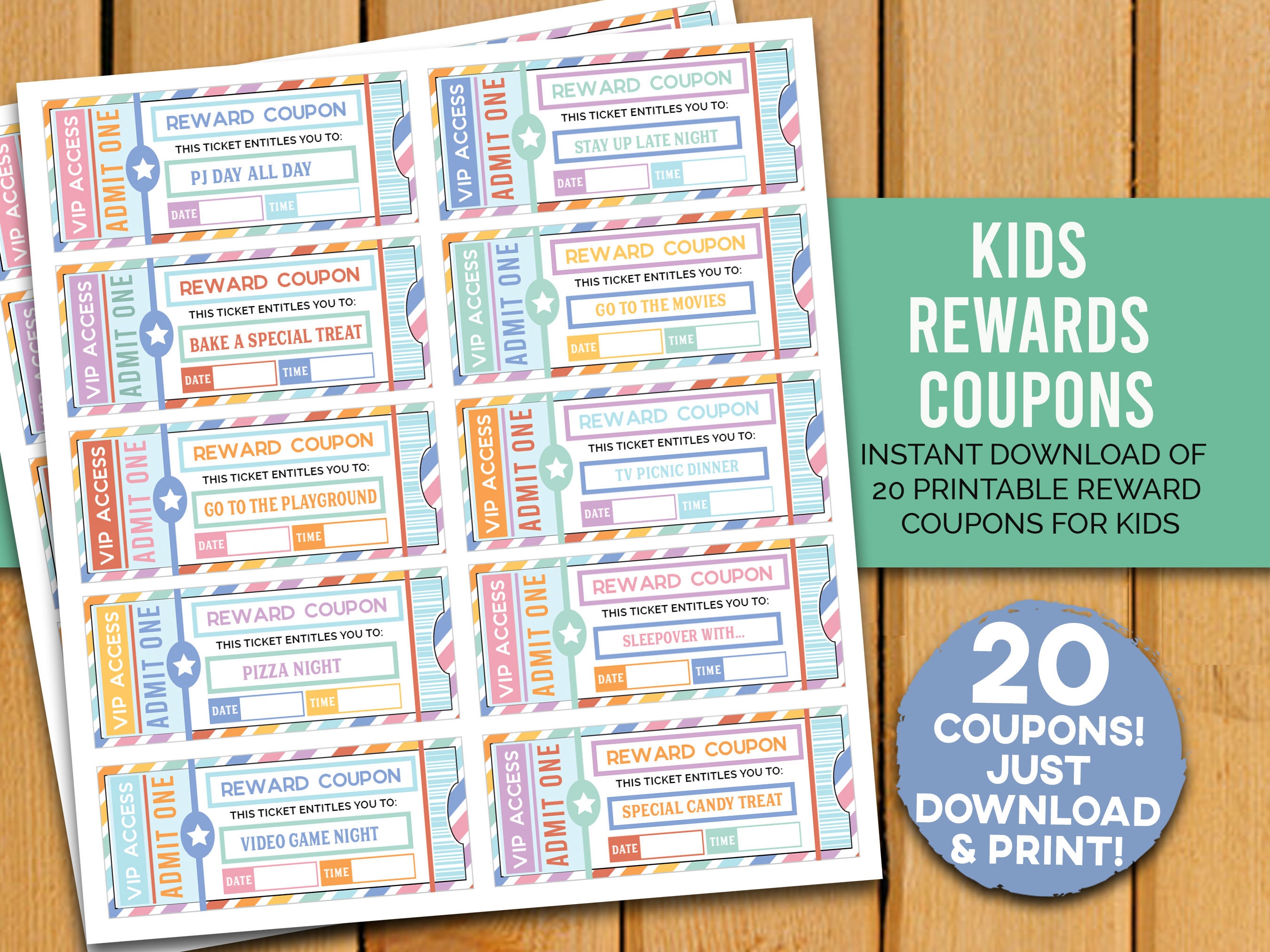 Kids Reward Coupons, Reward Bucks, Chore Coupons, Mom Bucks, Printable ...
