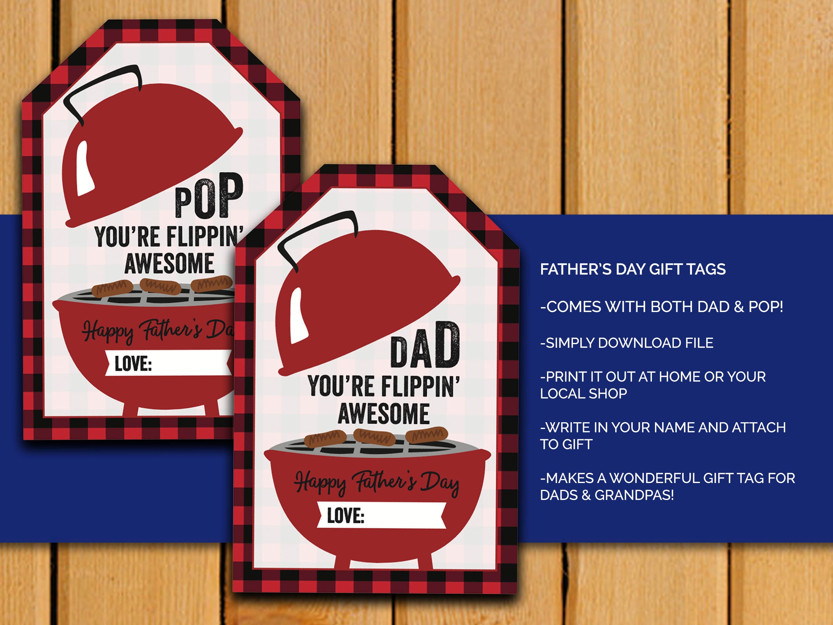 Father's Day Gift Tags PRINTABLE Instant Download King of the Grill ...