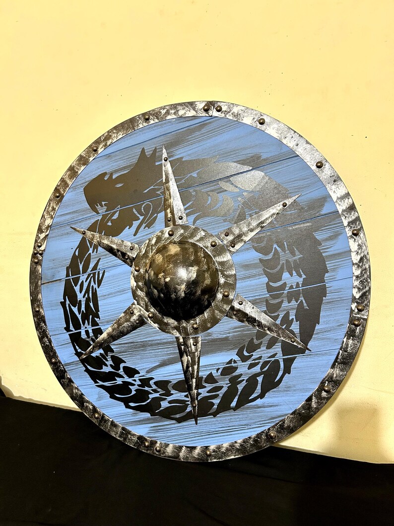 Medieval Dragon Wooden Round Shield Viking Warrior Shield Wall ...