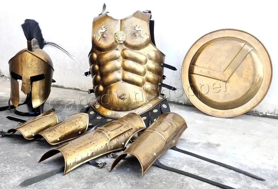 Knight Roman Spartan Suit of Armor Muscle Set Medieval Spartan Full ...