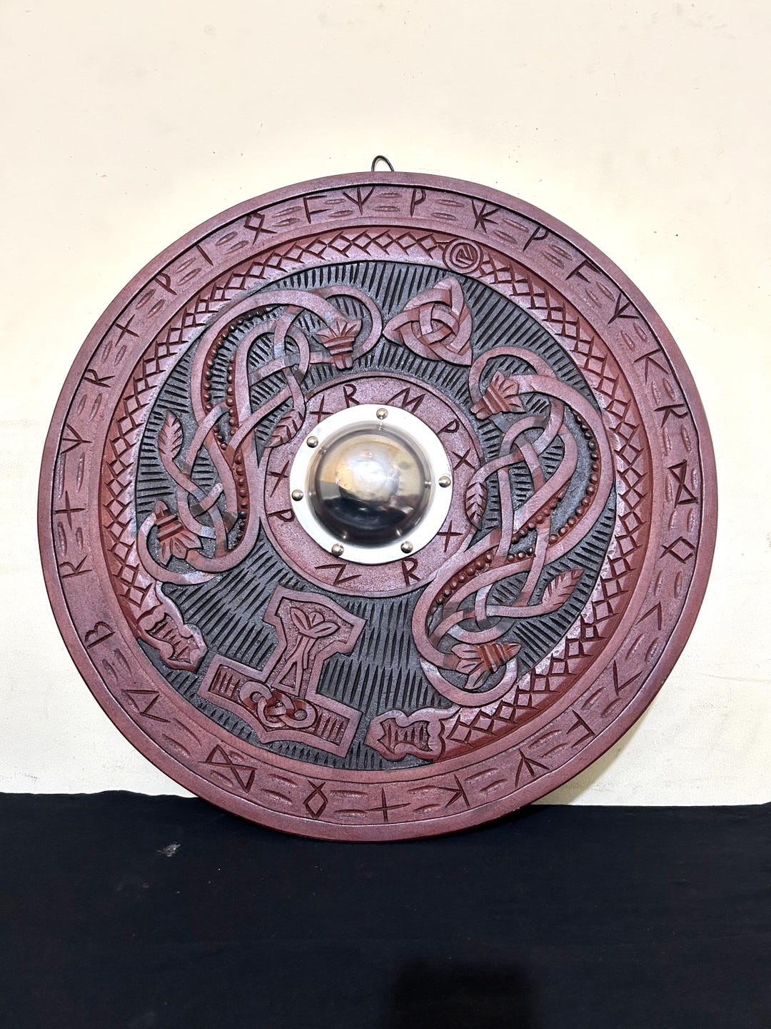 Engravemedieval Dragon Wooden Round Shield Viking Warrior Shield Wall ...