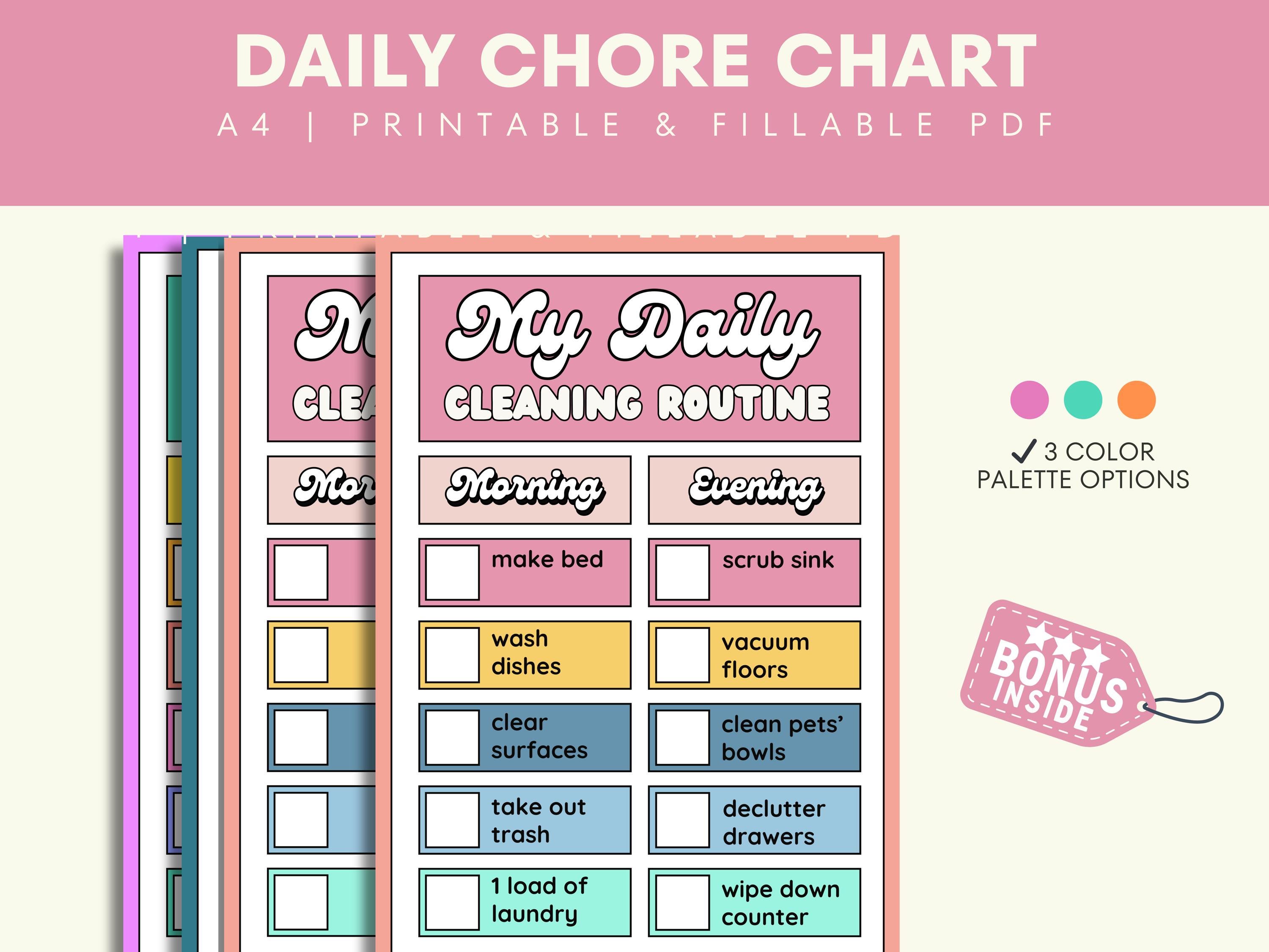 EDITABLE Chore Chart Daily Cleaning Checklist Planner Printable and ...