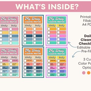 EDITABLE Chore Chart Daily Cleaning Checklist Planner Printable and ...
