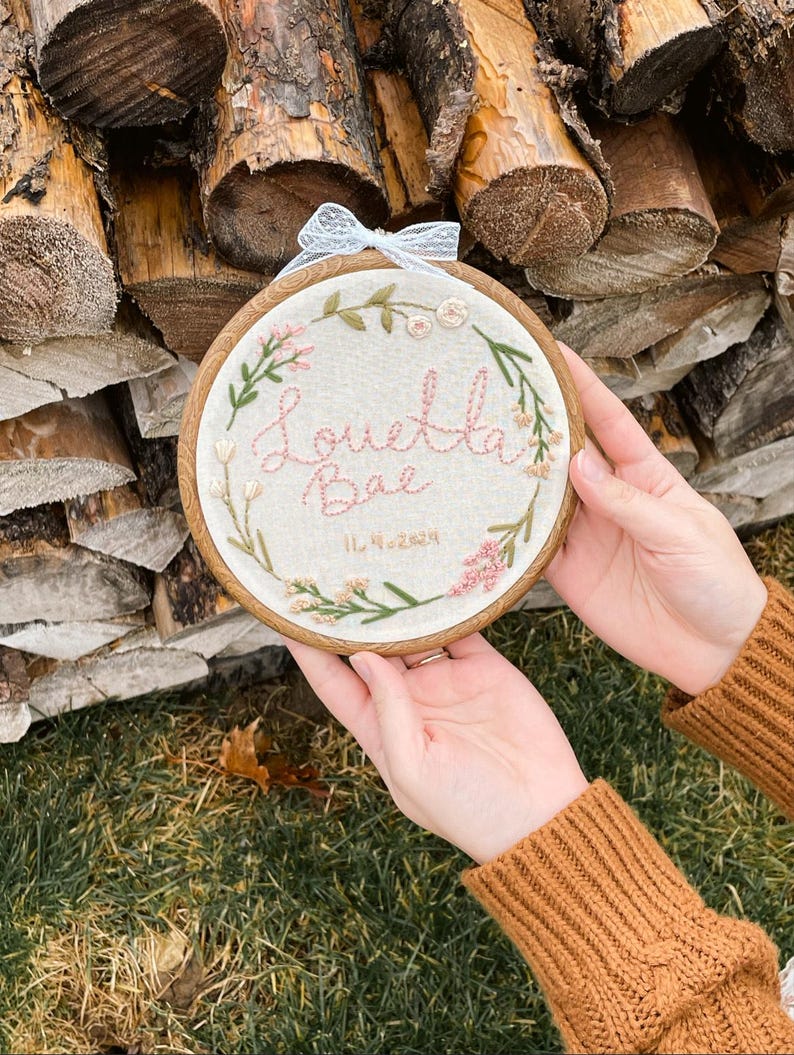 Custom Name Embroidery Hoop, Embroidery Hoop Art, Baby Name ...