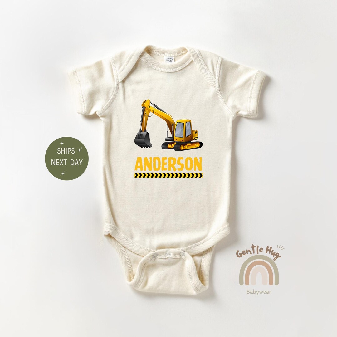 Personalized Excavator Baby Bodysuit, Funny Digging Excavator Bodysuit ...