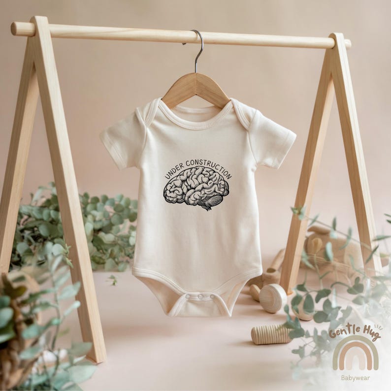 Under Construction Baby Bodysuit, Funny Baby Apparel, Brain Apparel ...