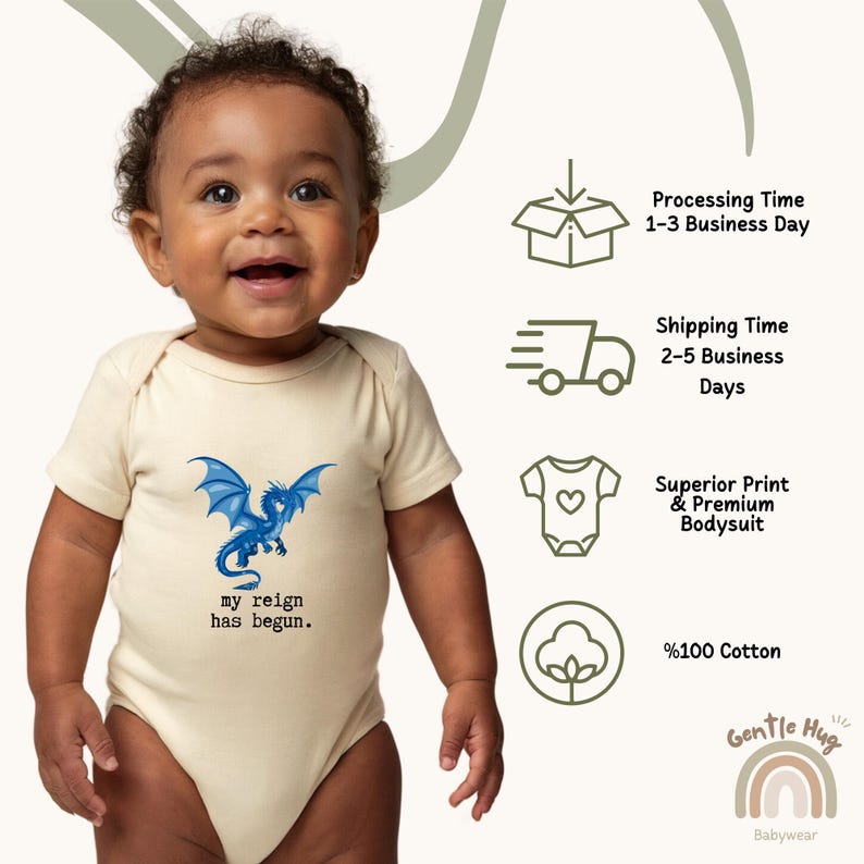 My Reign Has Begun Baby Bodysuit Funny King Bodysuit Dragon Newborn ...