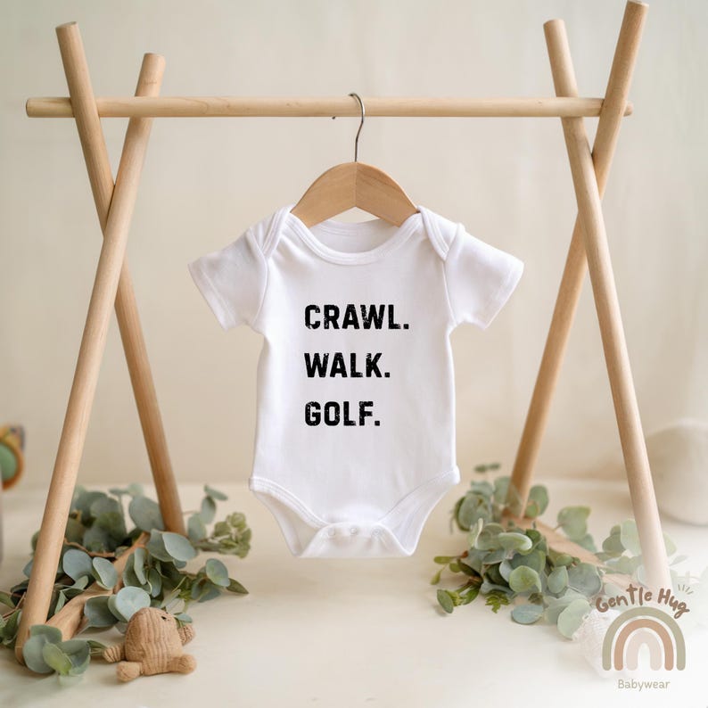 Crawl Walk Golf Baby Bodysuit, Funny Sports Themed Bodysuit, Golf Lover ...