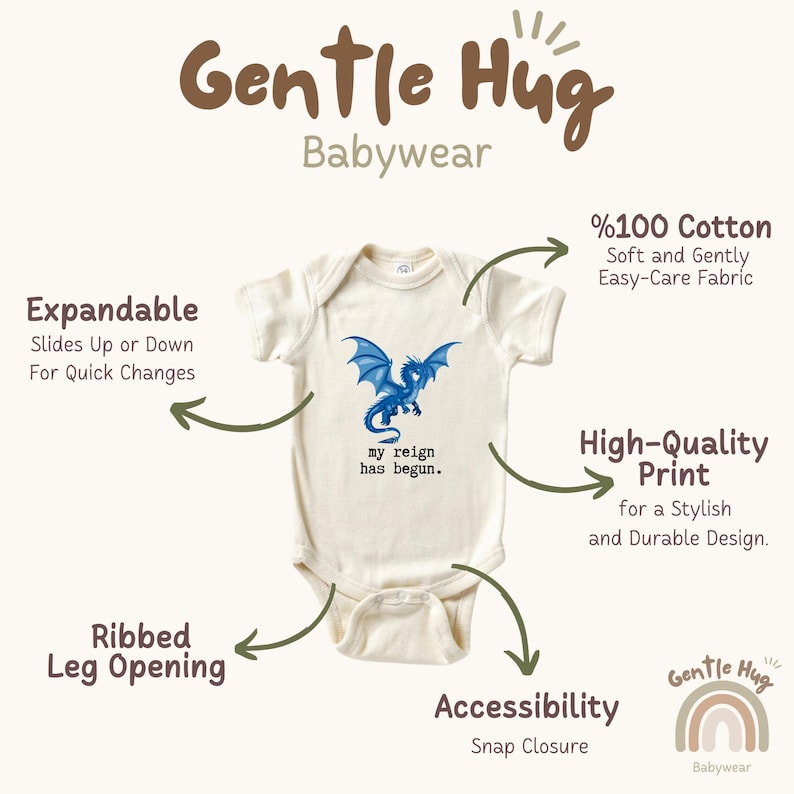 My Reign Has Begun Baby Bodysuit Funny King Bodysuit Dragon Newborn ...