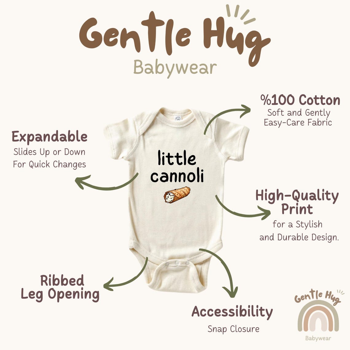 Little Cannoli Baby Bodysuit, Pastry Baby Bodysuit, Funny Baby Bodysuit ...