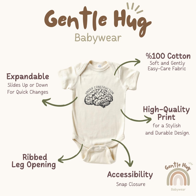 Under Construction Baby Bodysuit, Funny Baby Apparel, Brain Apparel ...