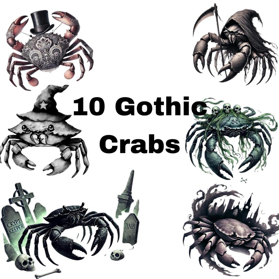 Gothic Crab Clip Art – 9 Dark PNG Emojis - Etsy