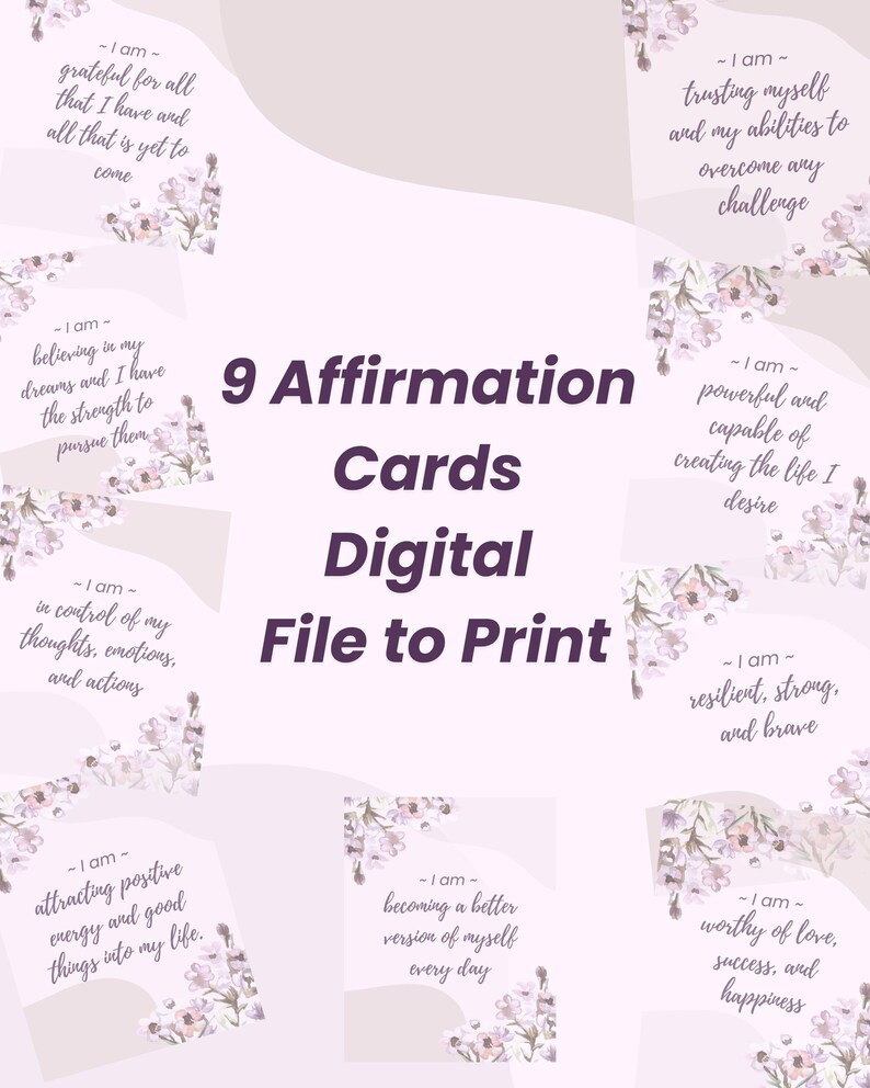 Printable "i Am" Affirmation Cards | Set of 9 Positive Daily ...