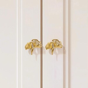 Ginkgo Leaf Drawer Knobs, Brass Botanical Pulls, Cabinet Hardware for Kitchen & Furniture - Etsy