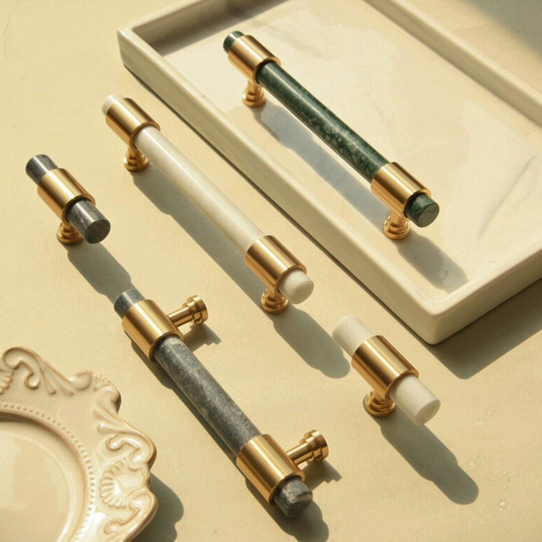 Marble Cabinet Pulls - Modern Knobs, Drawer Handles for Kitchen ...