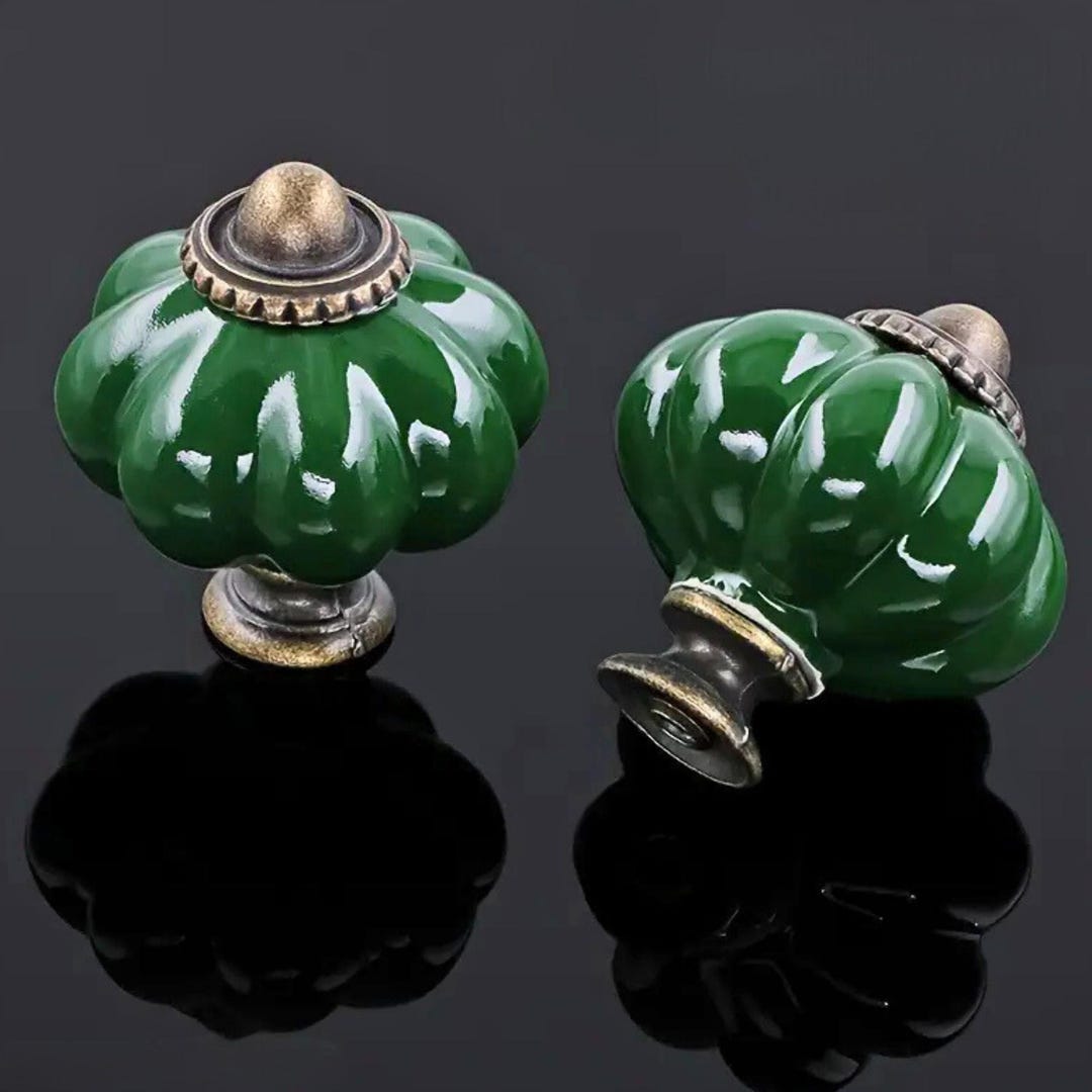 Jade Green Ceramic Cabinet Knobs - Dresser Nursery Pulls, Decorative ...