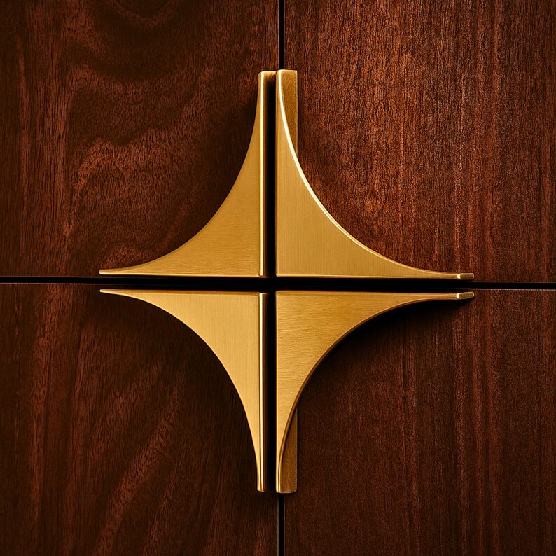 Drawer Pulls, Brass Four Point Star Cabinet Hardware, Modern Furniture ...