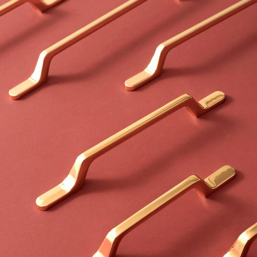 Modern Minimalist Brass Cabinet Handles - Gold Z Shape Drawer Pulls - Etsy
