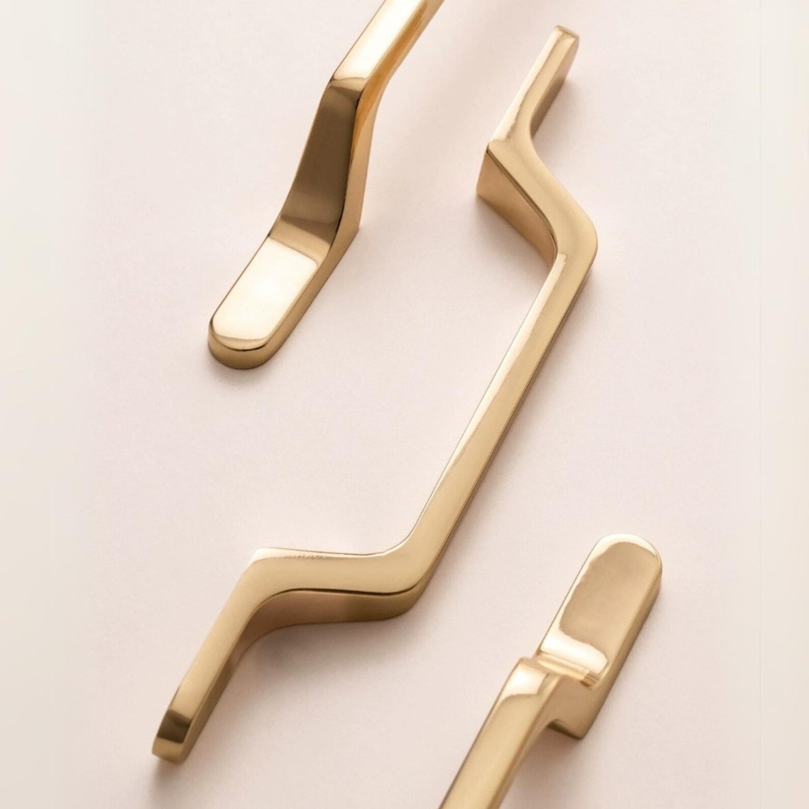 Modern Minimalist Brass Cabinet Handles - Gold Z Shape Drawer Pulls - Etsy
