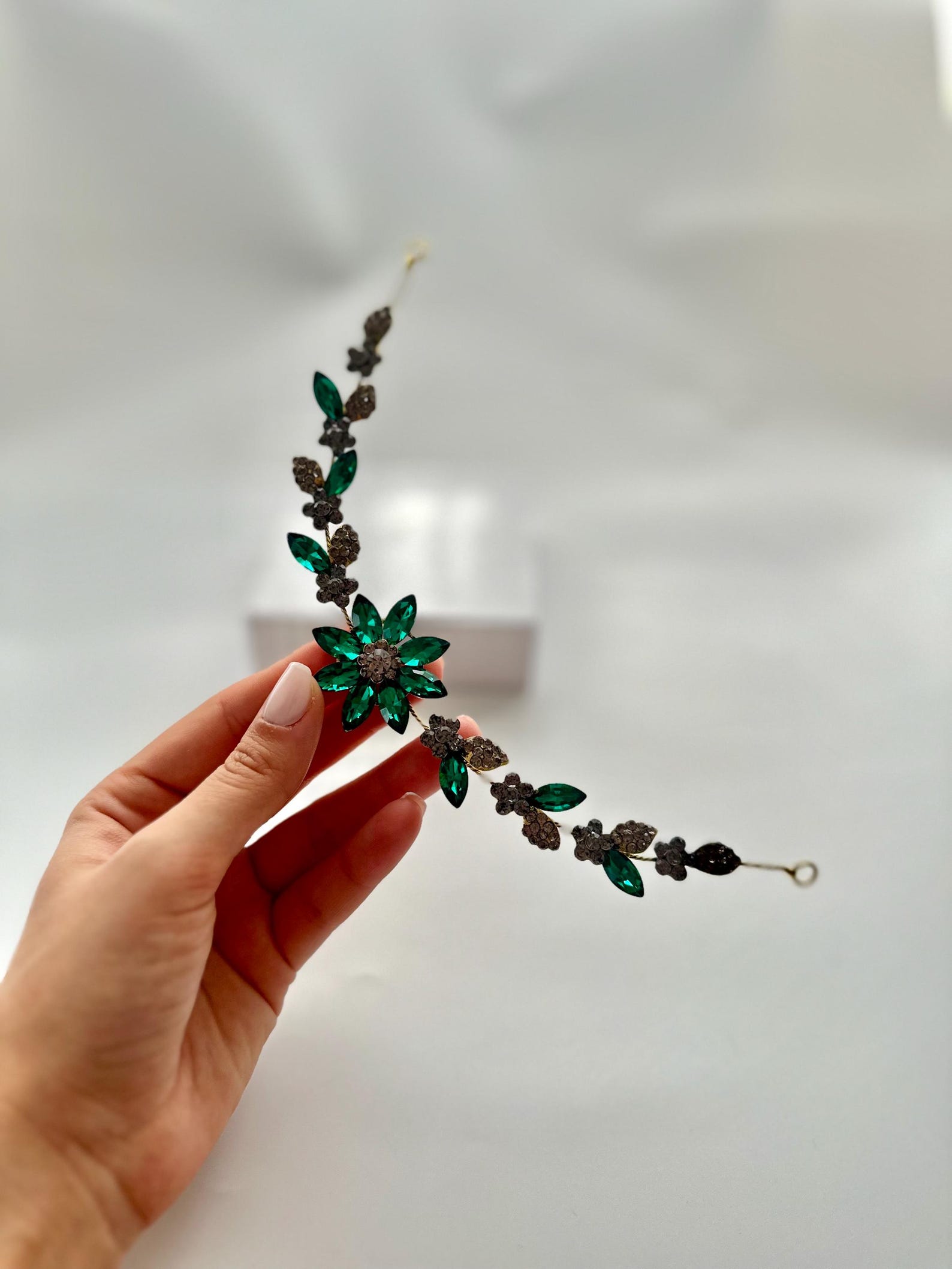 Floral Emerald Green Bridal Hair Vine Wedding Headpiece for Women ...
