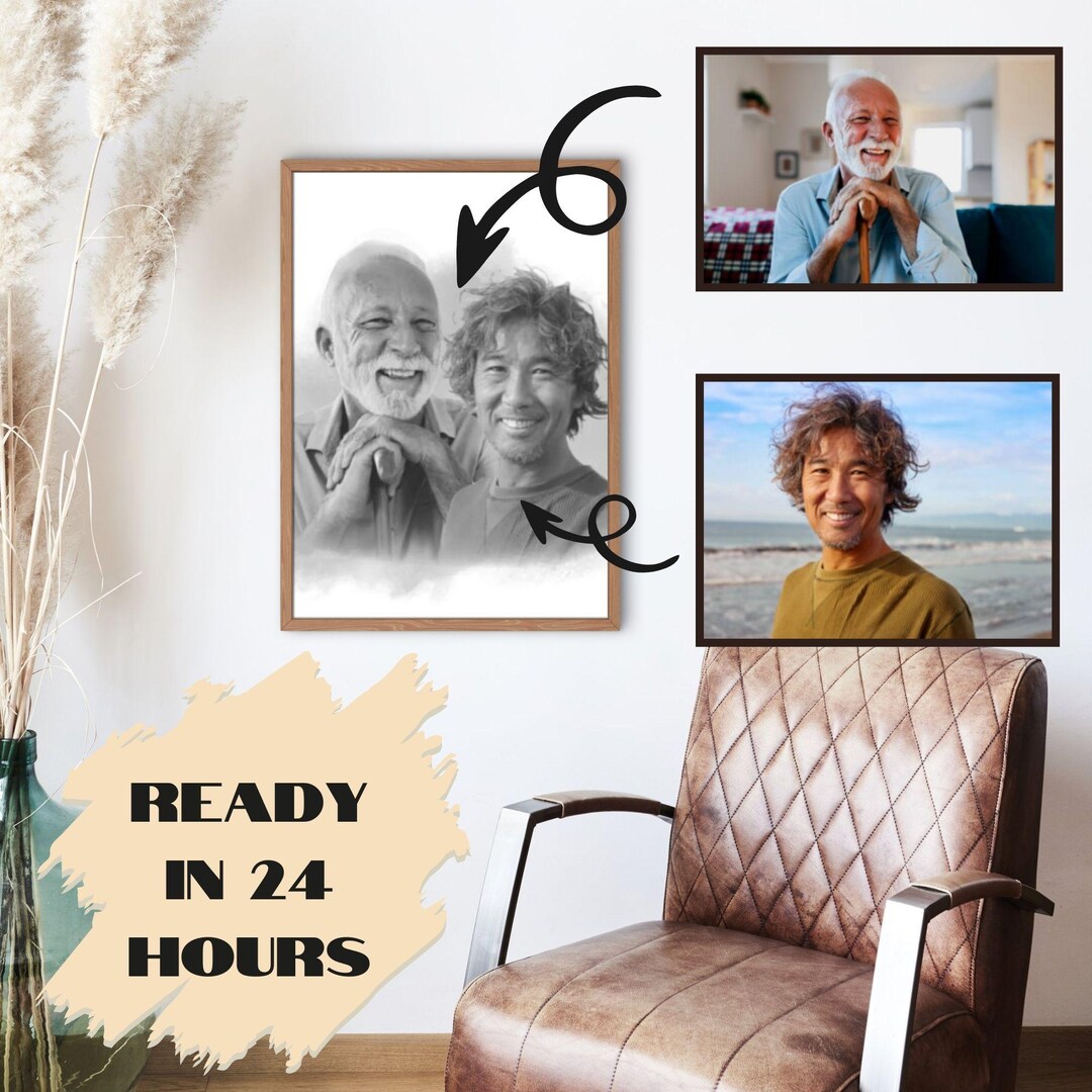 Custom Memorial Portrait Art – Add a Loved One’s Photo | Loss of Father ...