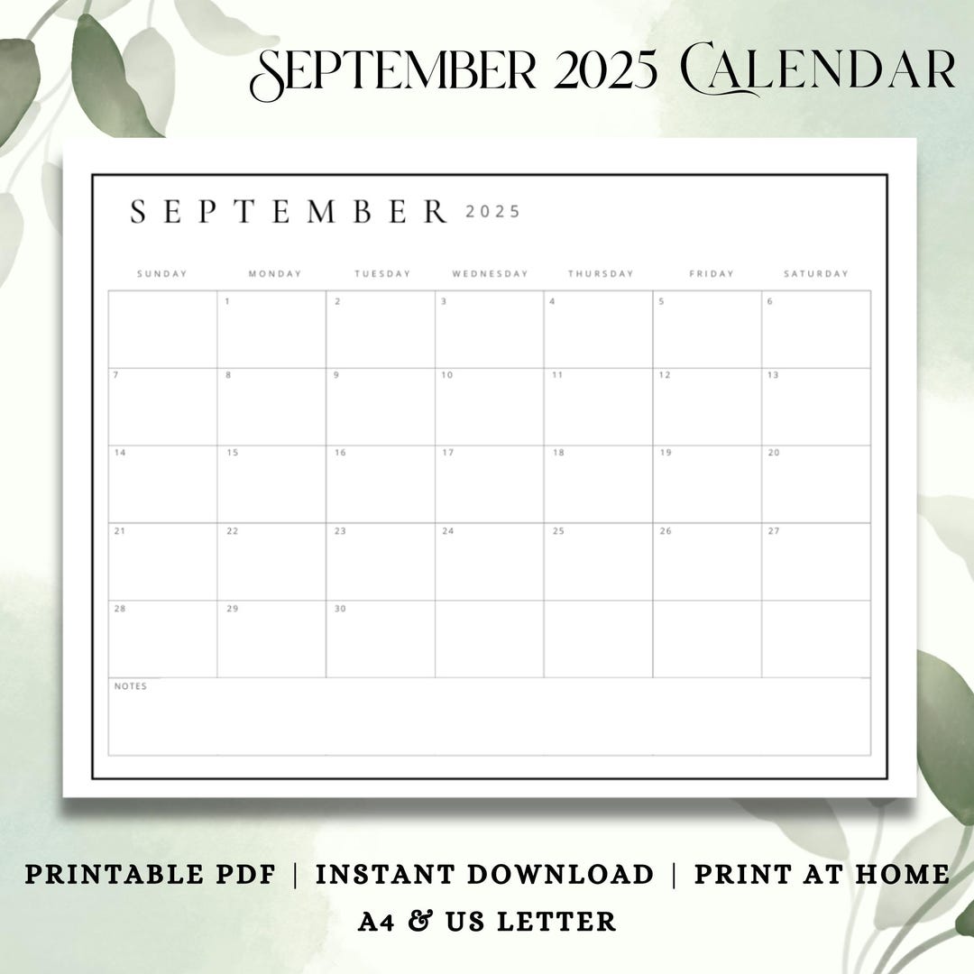 September 2025 Fall Monthly Planner Minimal Blank Printable Calendar ...