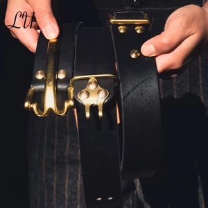 Handmade Littleton Cavalry Leather Belt, American Vintage Brass Leather ...