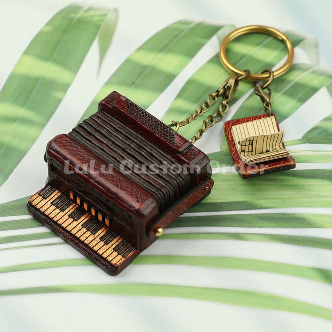 Vintage Leather Accordion Keychain Musician Gift Unique Accordion Lover ...