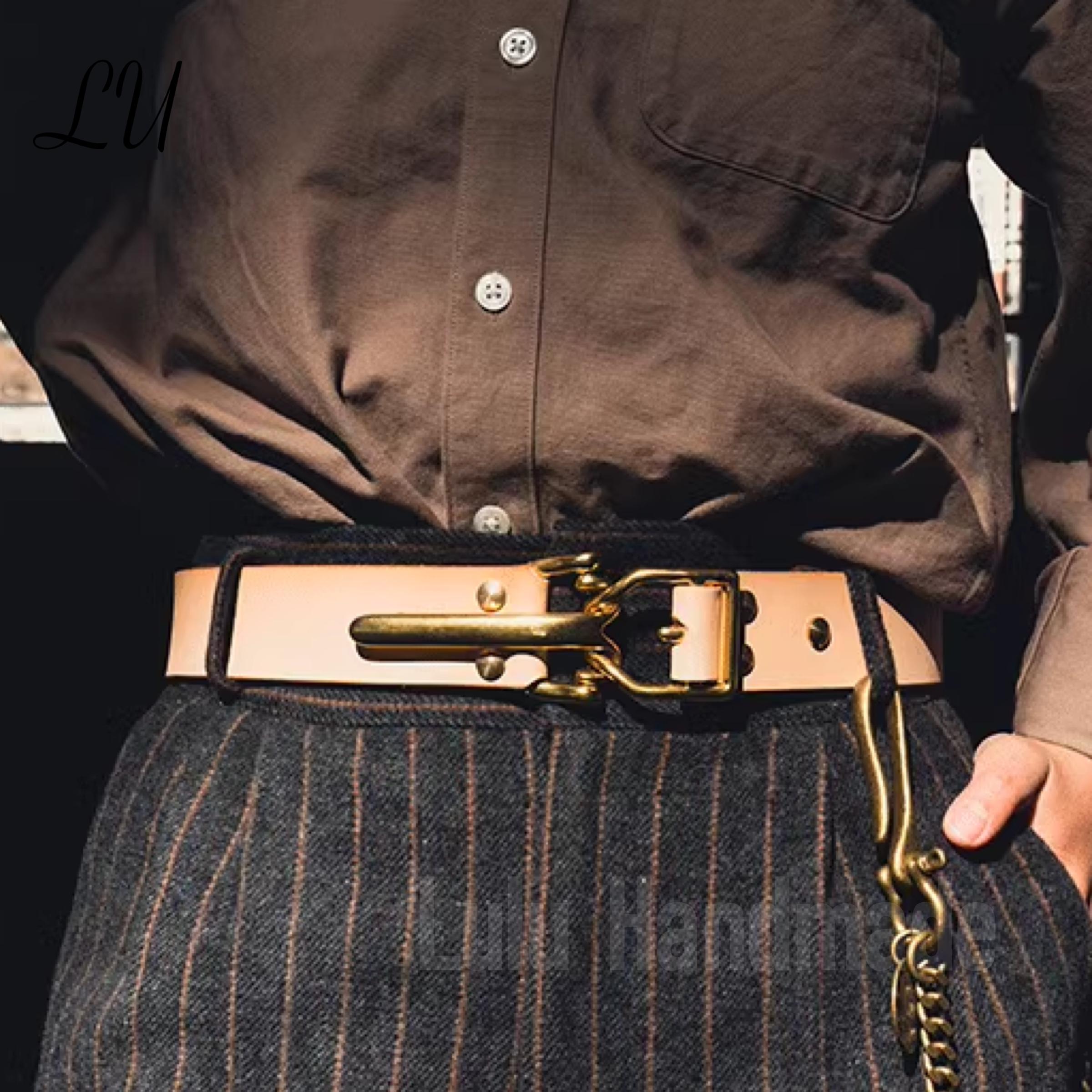 Handmade Littleton Cavalry Leather Belt, American Vintage Brass Leather ...