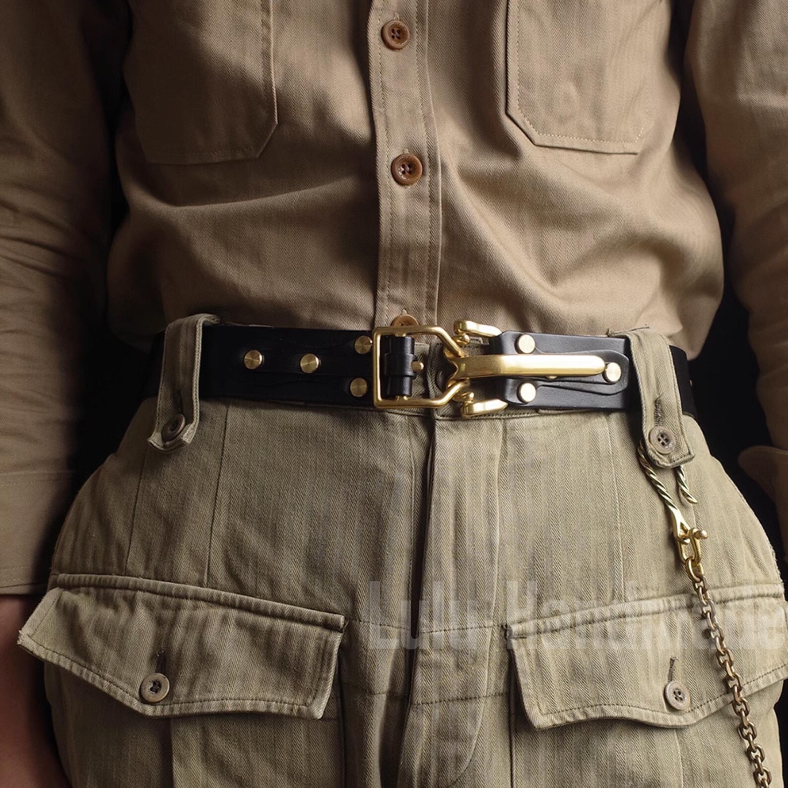 Handmade Littleton Cavalry Leather Belt, American Vintage Brass Leather ...