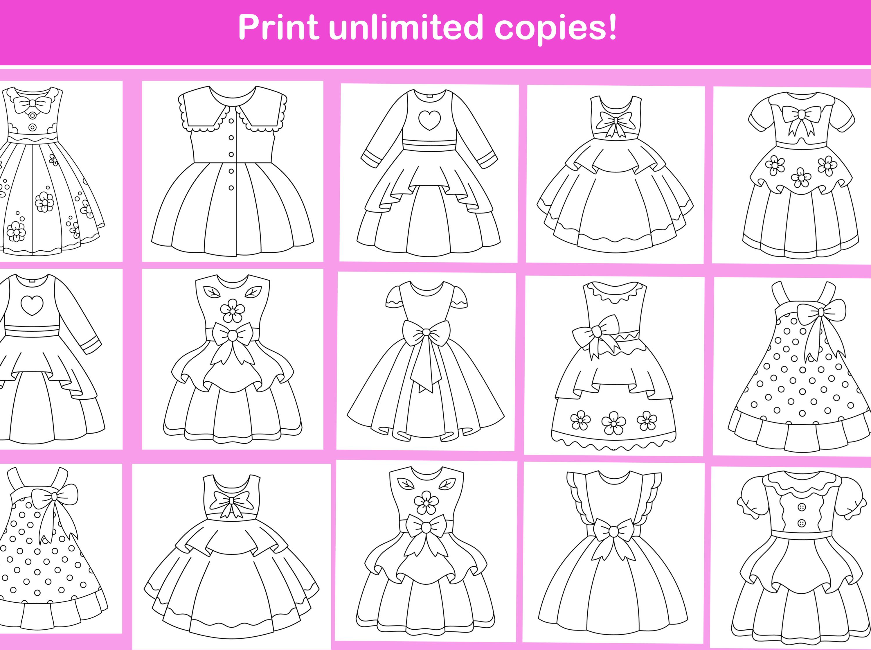 Dress Coloring Pages for Kids - Etsy