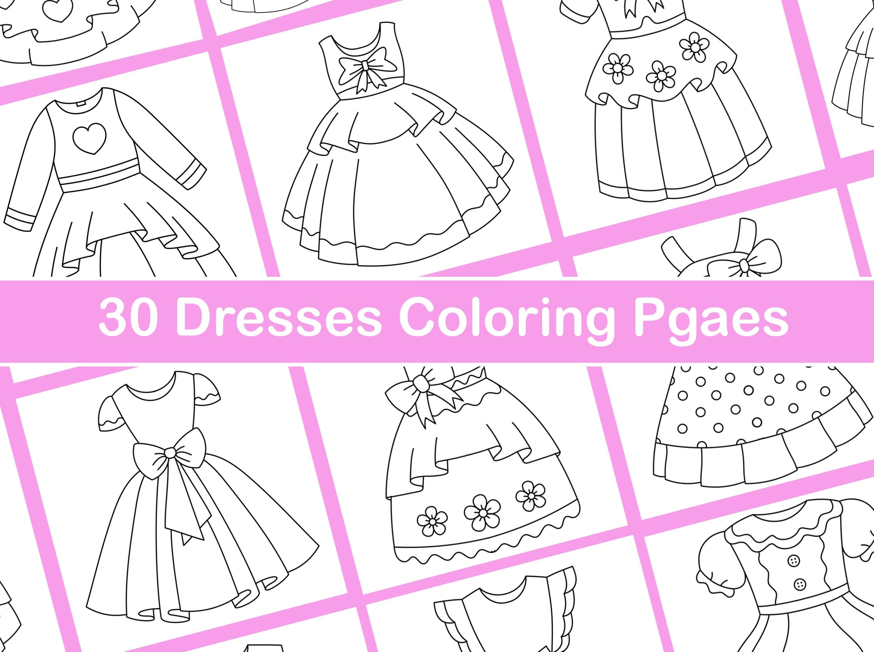 Dress Coloring Pages for Kids - Etsy