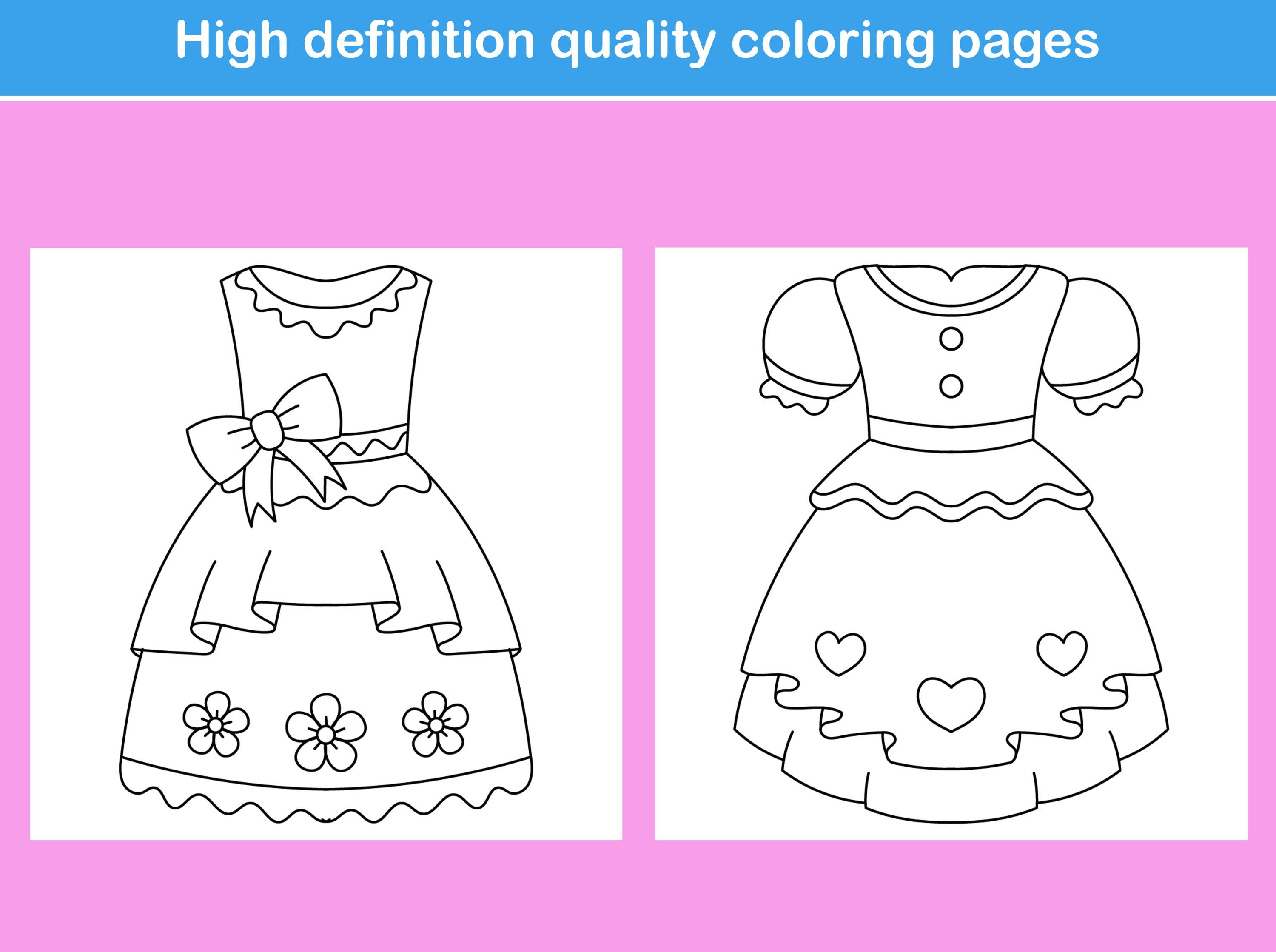 Dress Coloring Pages for Kids - Etsy