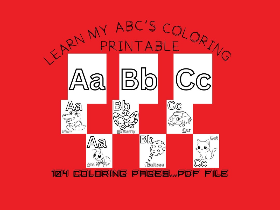 Coloring Book Printable 8.5x11 Alphabet Animals and Objects Coloring ...