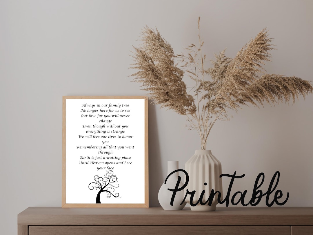 Printable Digital Download Grief Wall Hanging Sympathy Card Original ...