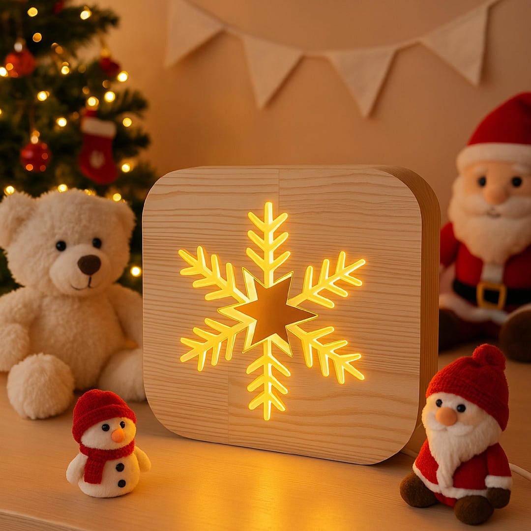 Wooden Snowflake Night Light | USB Decorative Lamp for Home Gift ...