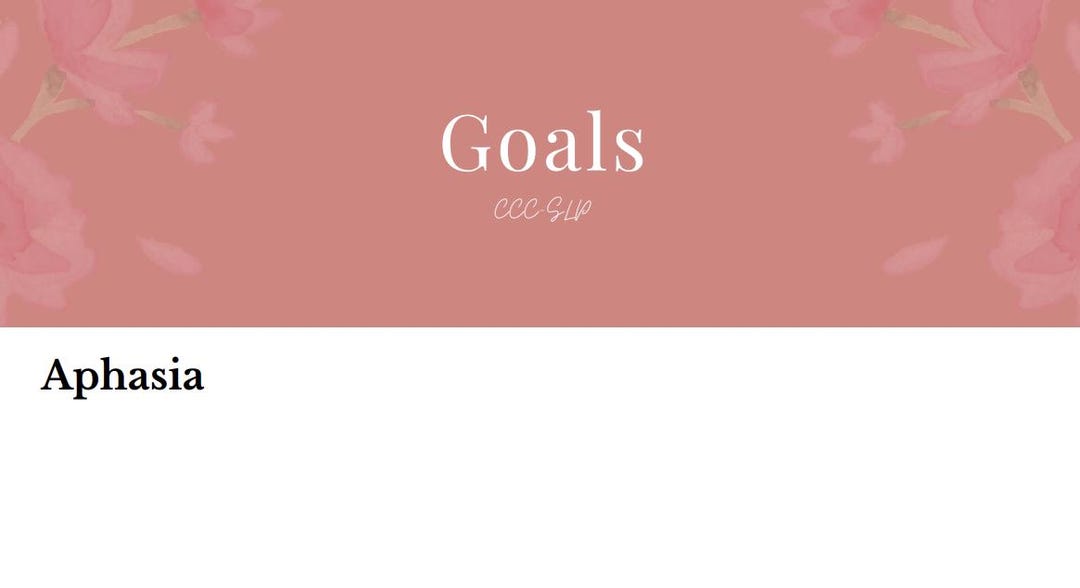 Aphasia Therapy Goals for Slps Ready-to-use Speech Therapy Goal Bank ...