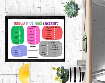 Personalized Cute Baby's First Foods Chart - Etsy